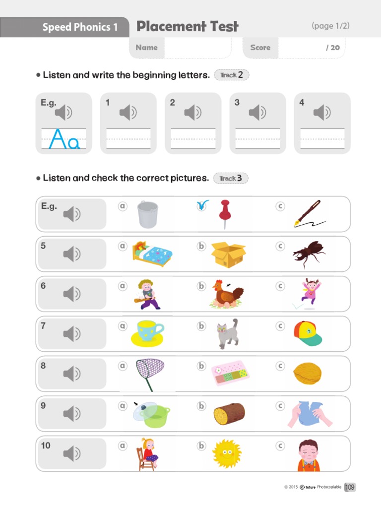 Speed Phonics Placement Test | PDF