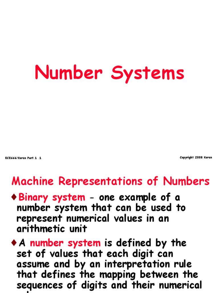 Number Systems: ECE666/Koren Part.1 .1 | PDF | Teaching Methods & Materials