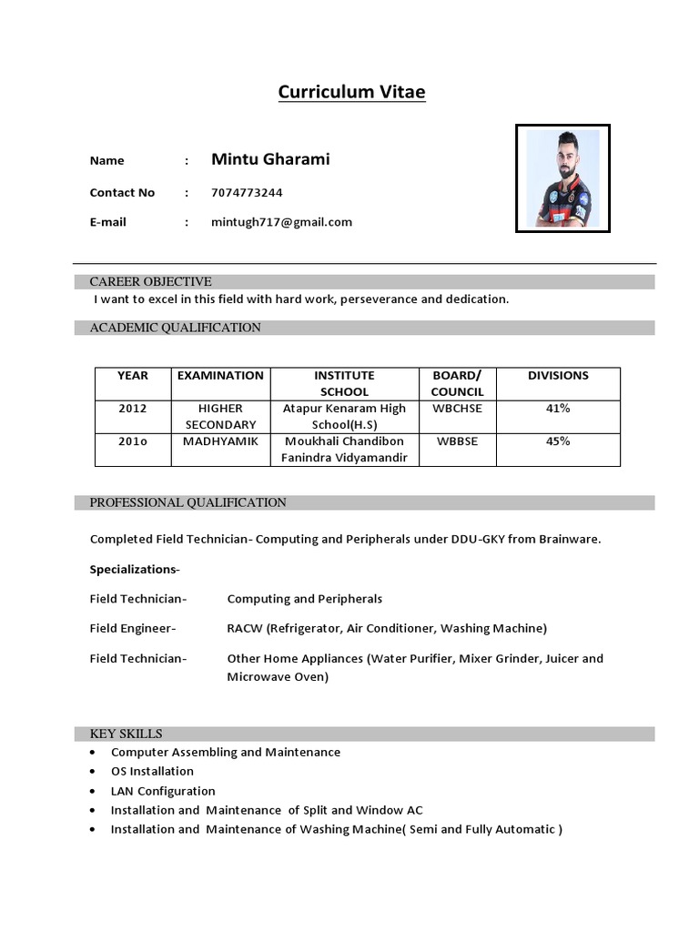 Curriculum Vitae: Mintu Gharami | PDF | Home Appliance | Software