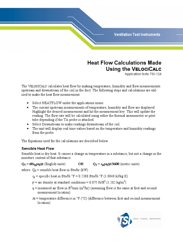 Heat Flow Calculations with VELOCICALC | PDF | Humidity | Latent Heat