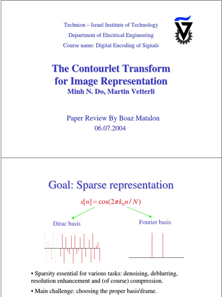 The Contourlet Transform For Image Representation | PDF | Wavelet | Multidimensional Signal ...