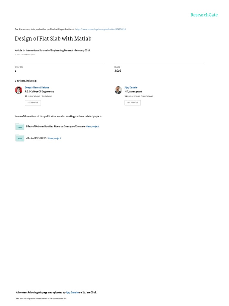 Flat Slab Design Using MATLAB | PDF | Beam (Structure) | Column