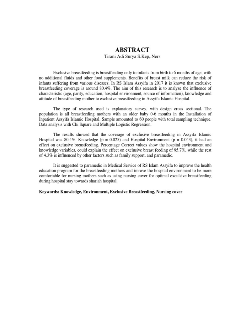 Impact of Knowledge on Exclusive Breastfeeding | PDF