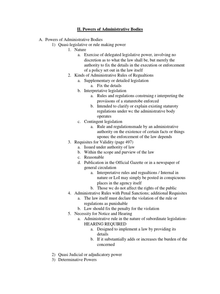 II. Powers of Administrative Bodies | PDF | Regulation | Constitutional Law