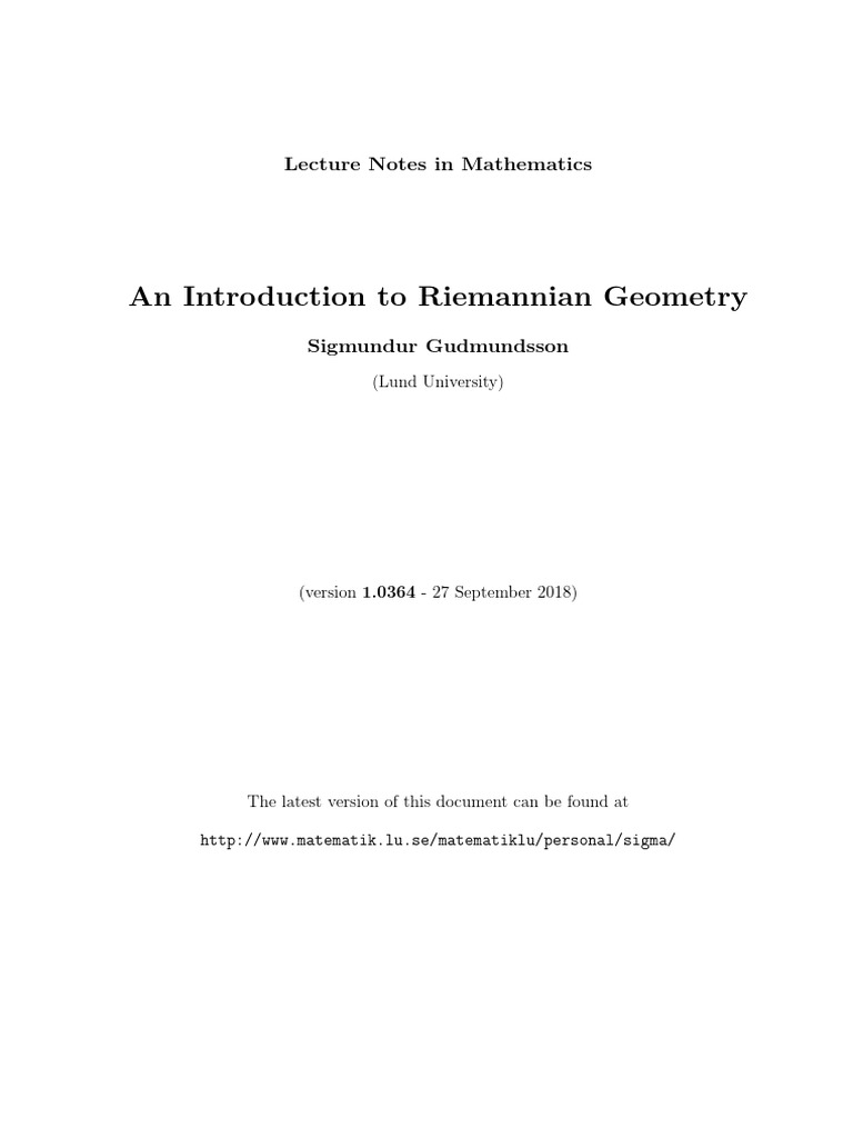 Riemann | PDF | Differentiable Manifold | Lie Groups