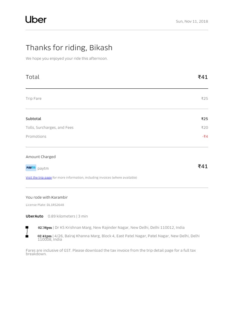 Uber Receipt | PDF