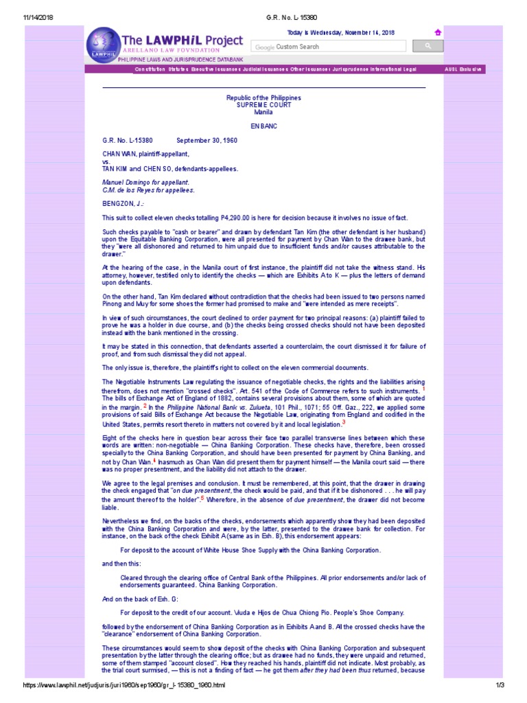 00 Nego Prelim Fulltext Cases | PDF | Negotiable Instrument | Cheque