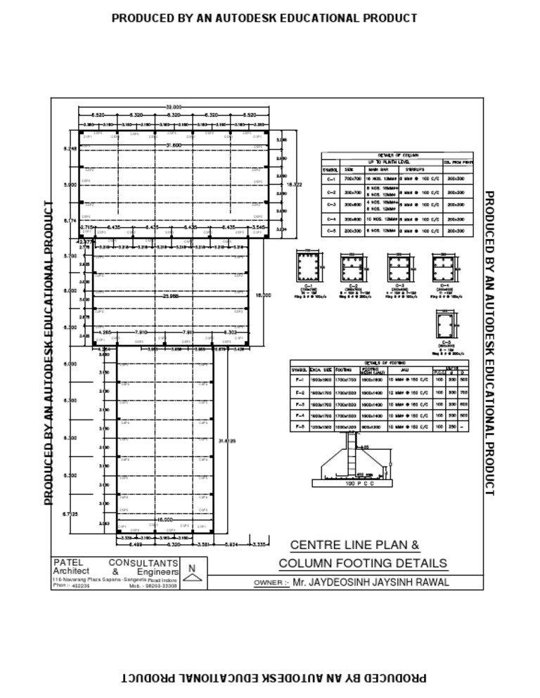 Centre Line Plan & Column Footing Details: N Patel Consultants ...