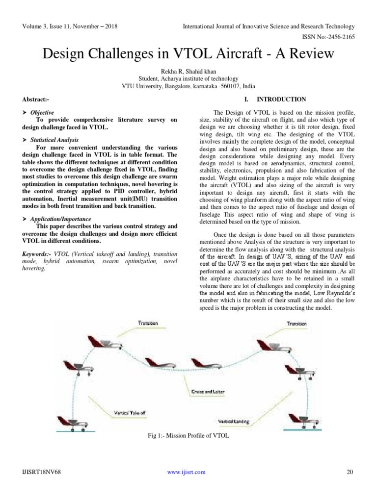 Design Challenges in VTOL Aircraft - A Review | PDF | Unmanned Aerial ...