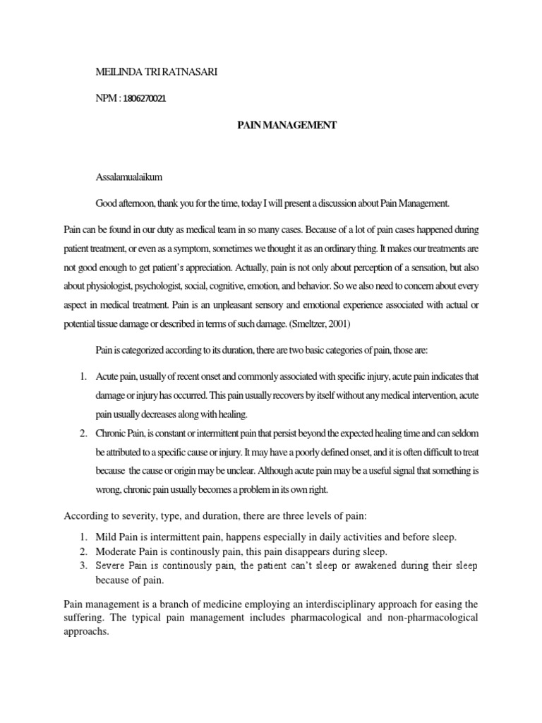 Pain Management | Download Free PDF | Pain Management | Chronic Pain