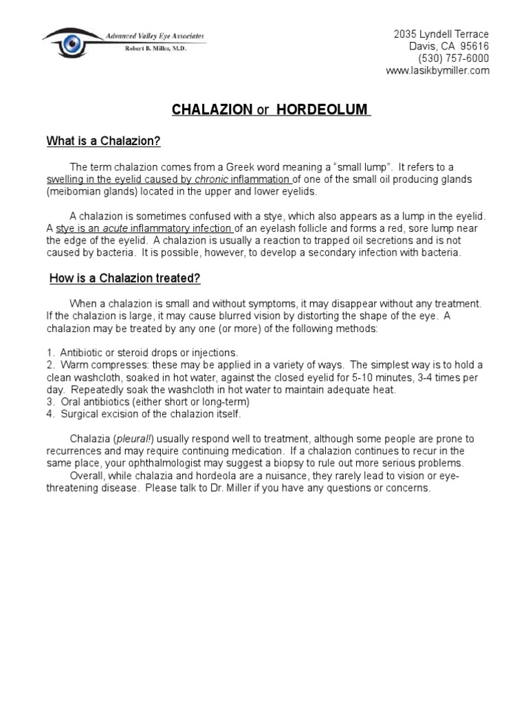 Chalazion or Hordeolum: What Is A Chalazion? | PDF