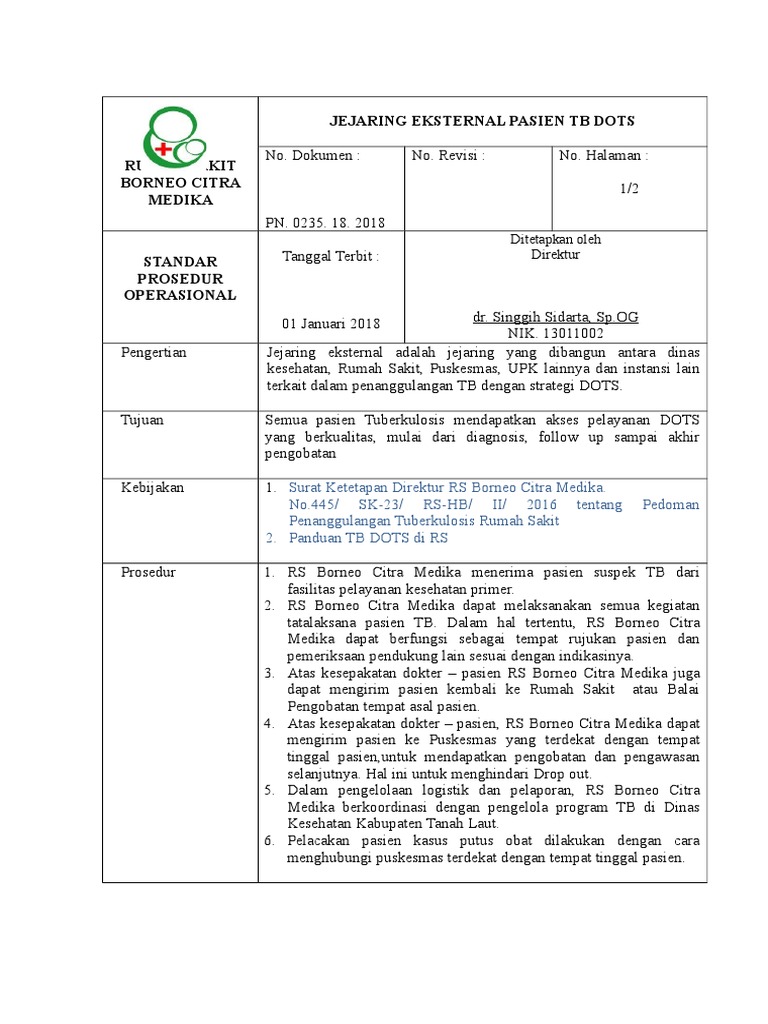 SP Spo Jejaring Eksternal Pasien TB Dots | PDF | Pengembangan Diri