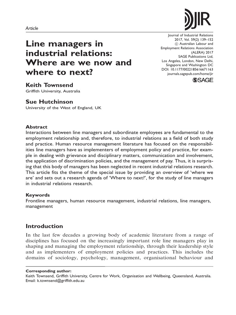 Line Managers' Role in Employment Relations | PDF | Industrial ...