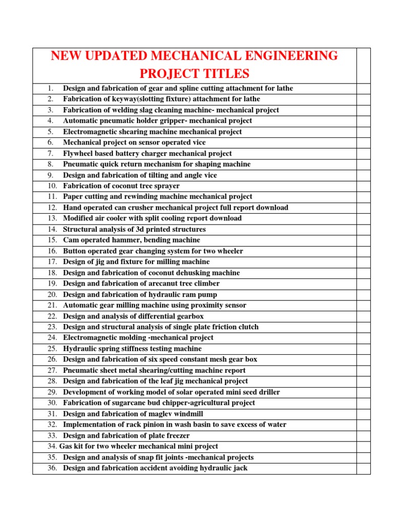 Mechanical Engineering Project Ideas | PDF | Metal Fabrication | Machines