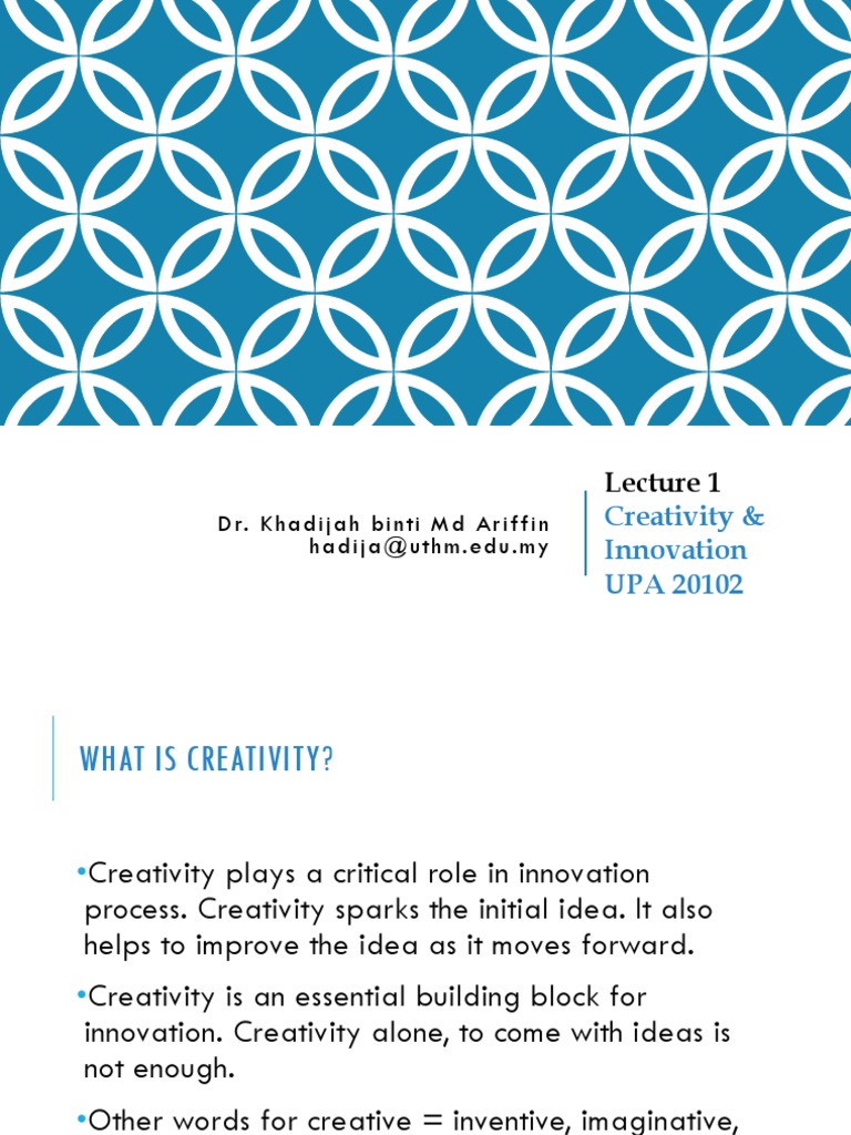 Lecture 1 - Introduction To Creativity & Innovation | PDF | Creativity ...