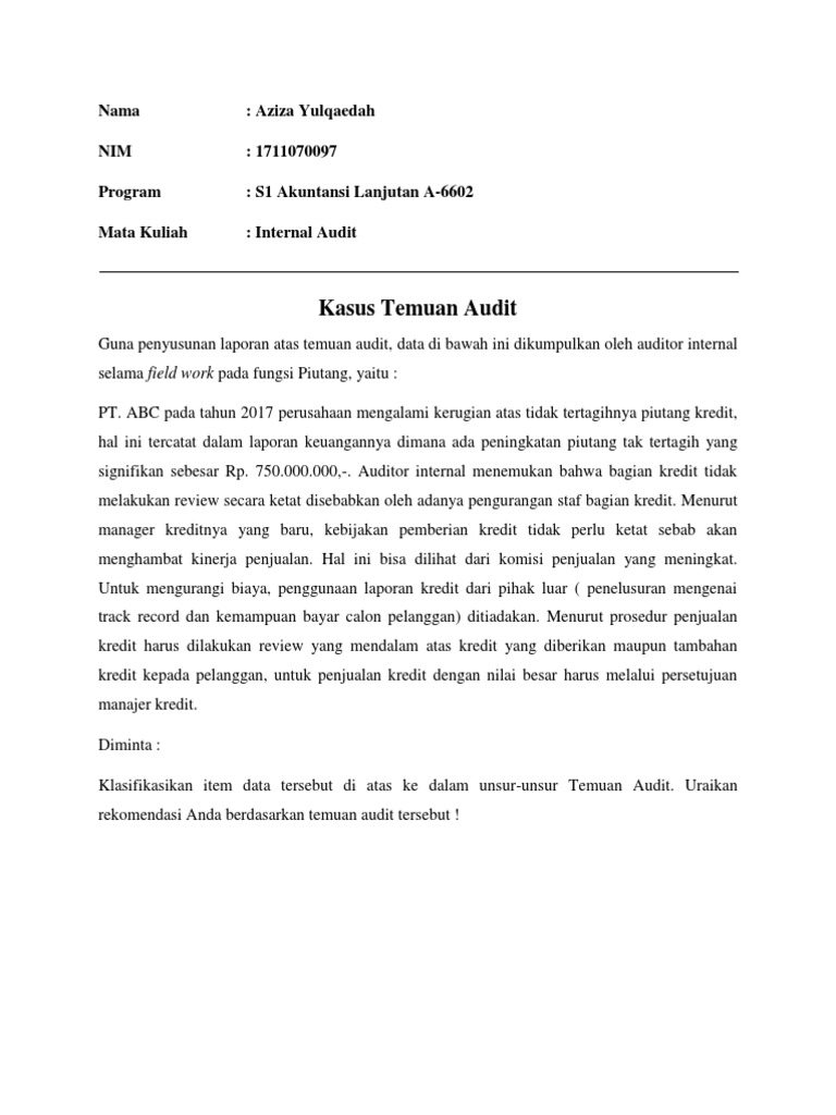 Kasus Temuan Audit Internal | PDF