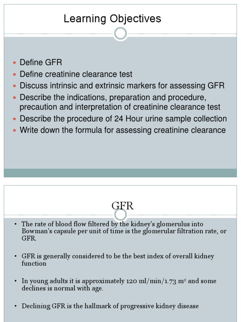 Creatinine Clearance Test-1 | PDF | Renal Function | Creatinine