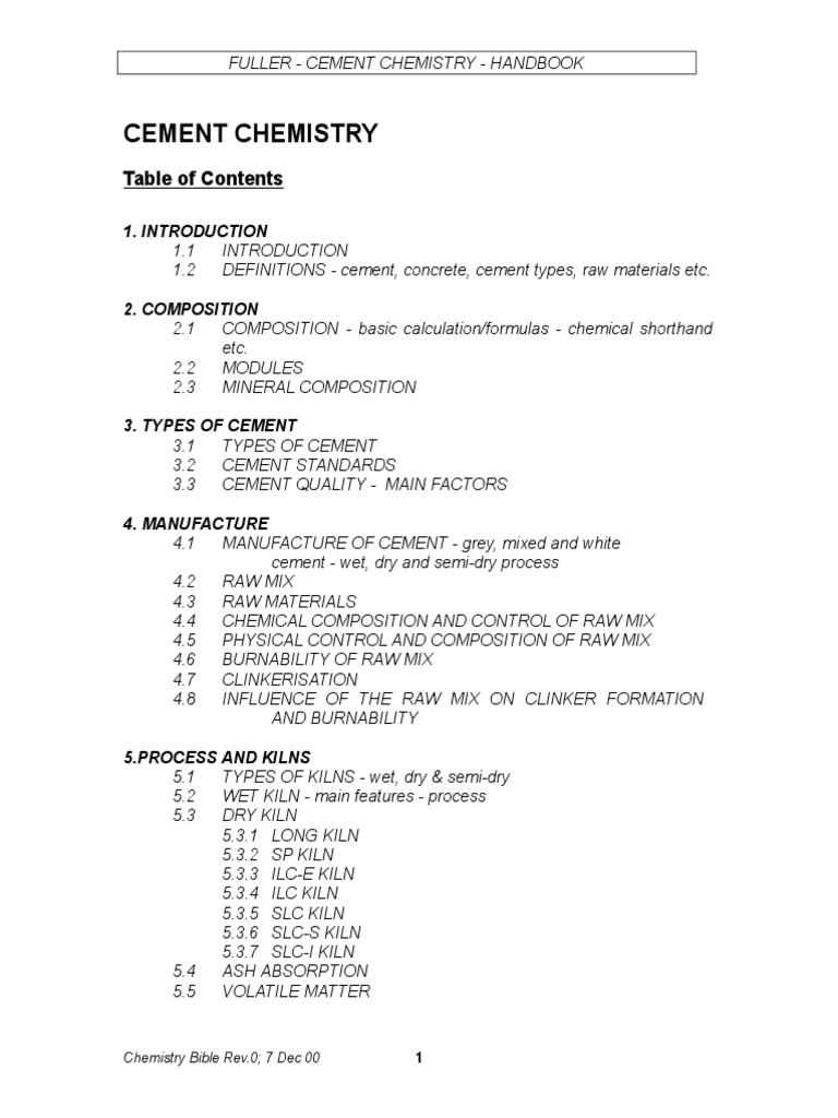 Fuller Cement Chemistry Handbook | PDF | Cement | Concrete