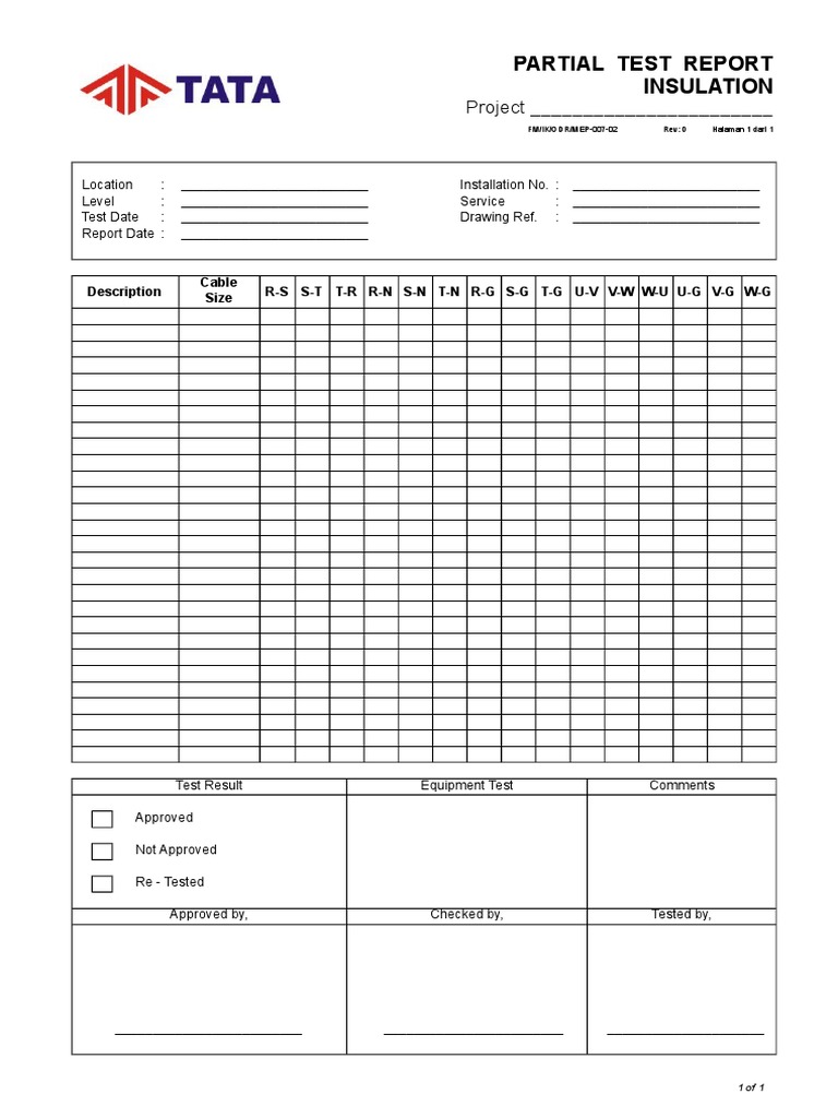 Partial Test Report Insulation: Project | PDF