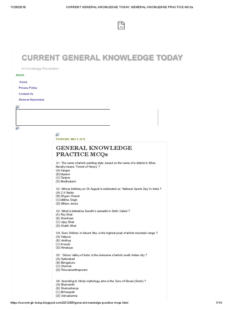 Current General Knowledge Today | PDF | Encyclopedias | Blood Cell