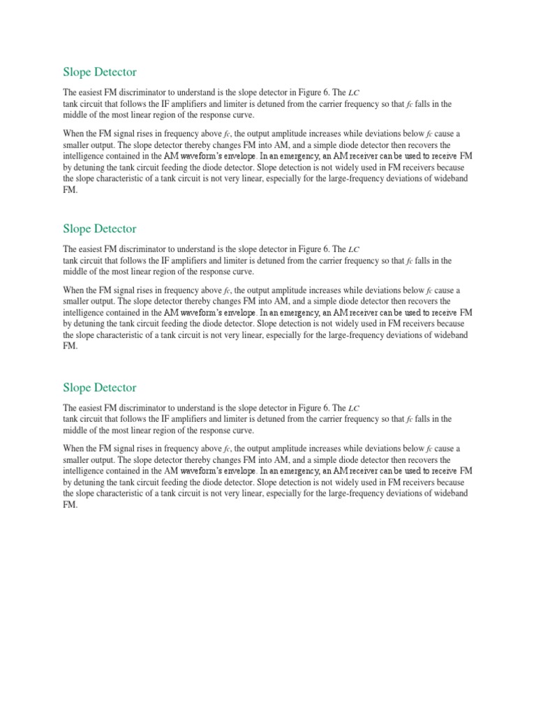 Slope Detector | PDF | Detector (Radio) | Frequency Modulation