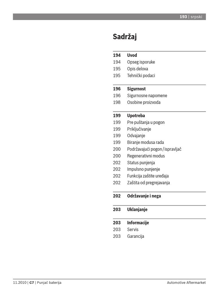 Bosch C7 Uputstvo | PDF