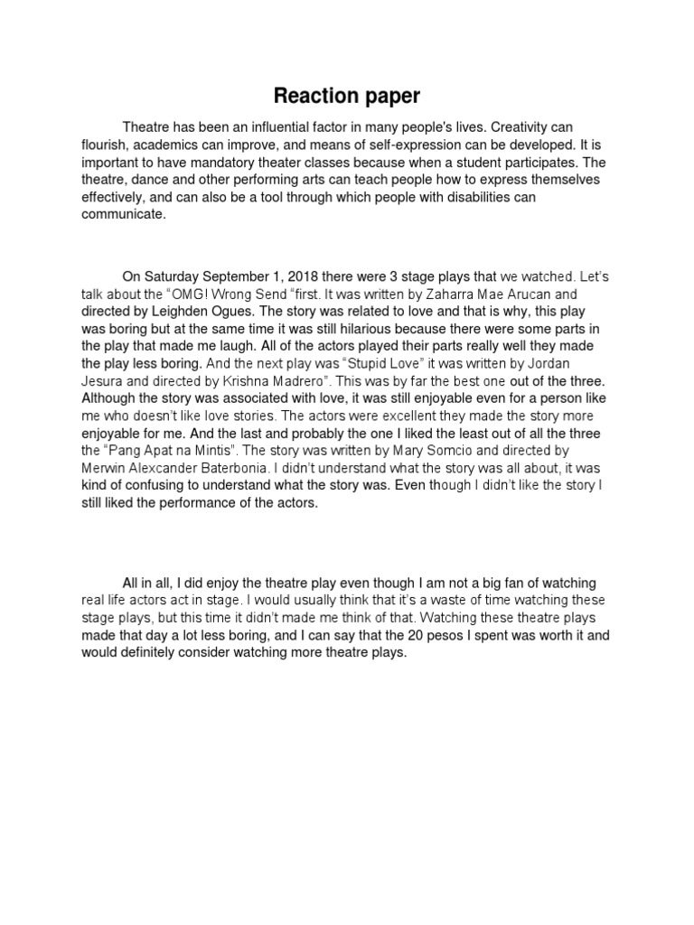 Reaction Paper | PDF