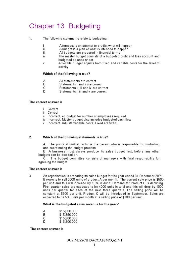 Budget Test - 5 | PDF | Budget | Sales