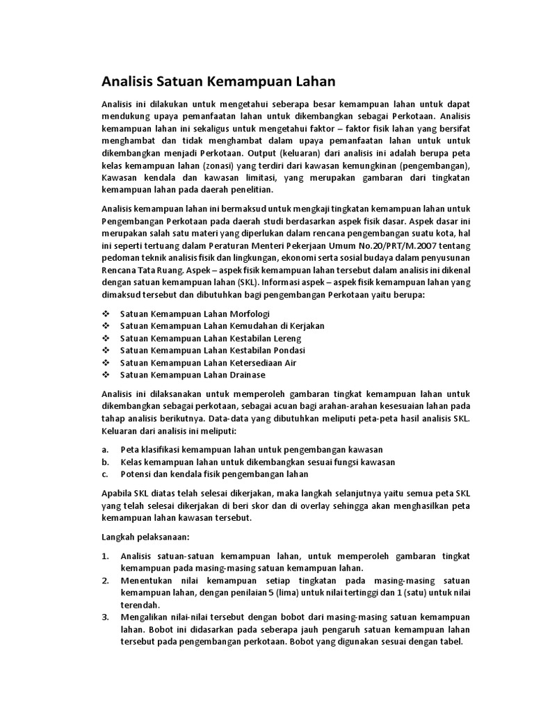 Analisis Satuan Kemampuan Lahan | PDF