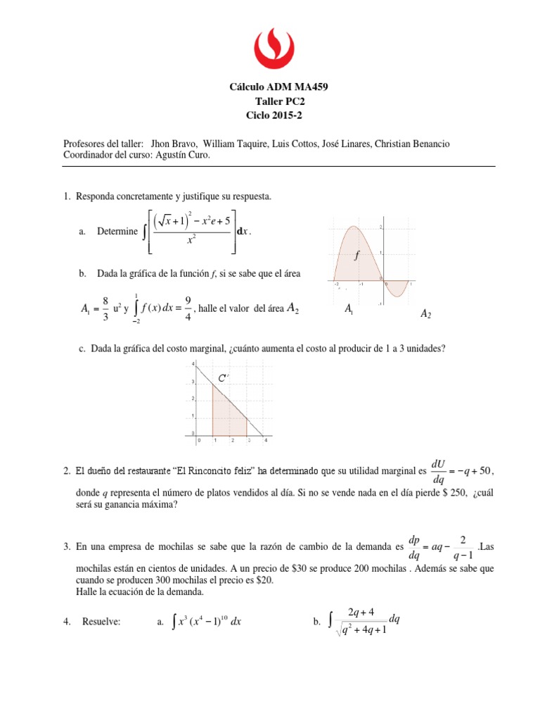 MA459 2015-2 Taller PC2 | PDF | Integral | Microeconomía