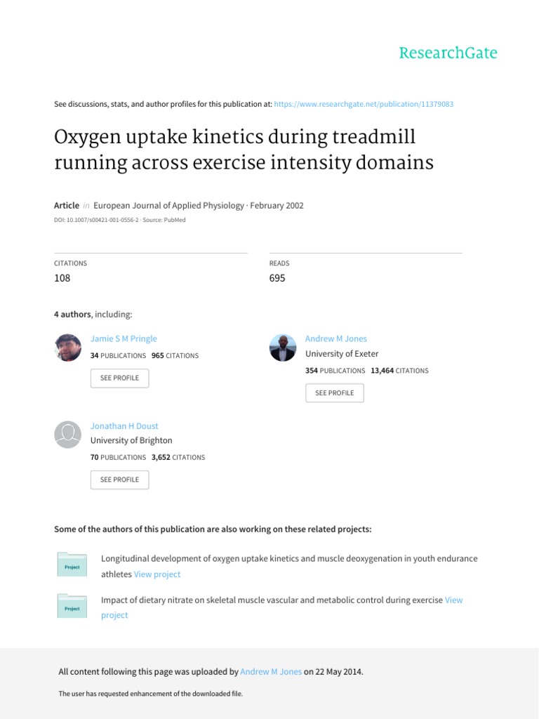 Oxygen Uptake Kinetics During Treadmill Running Across Exercise ...
