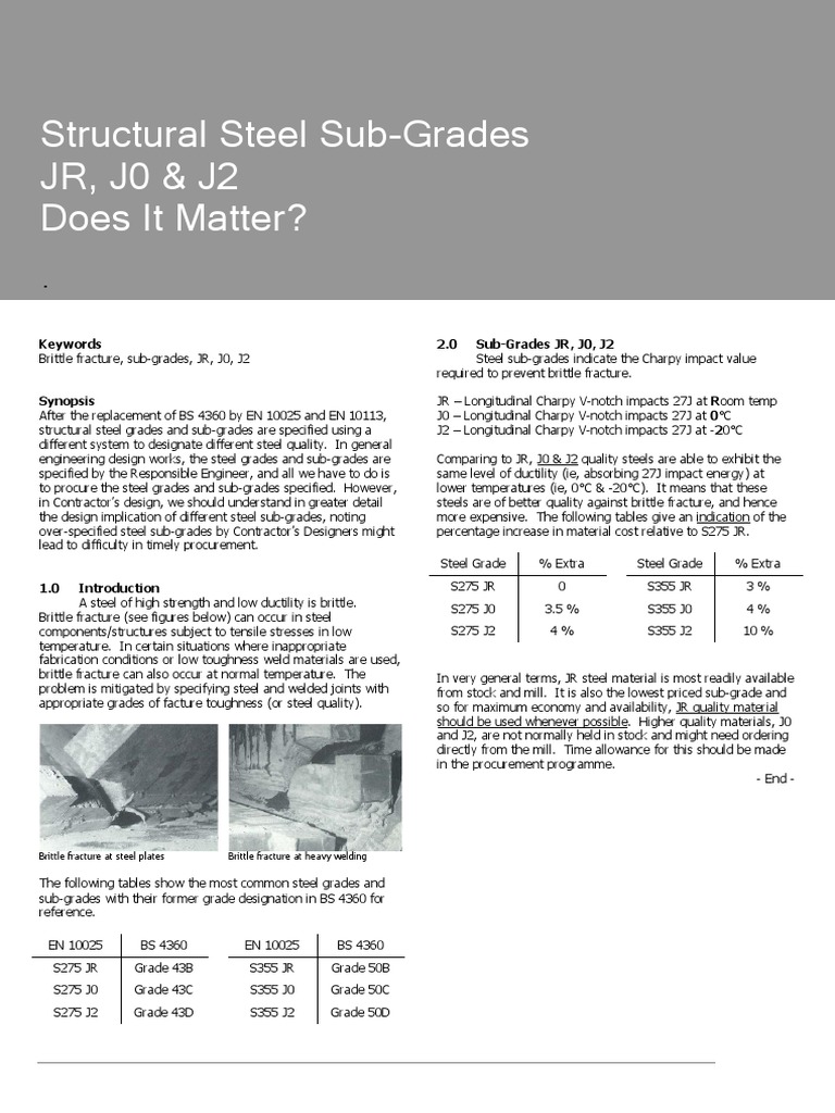 Structural Steel Sub-Grades JR, J0 and J2 PDF | PDF | Fracture | Steel