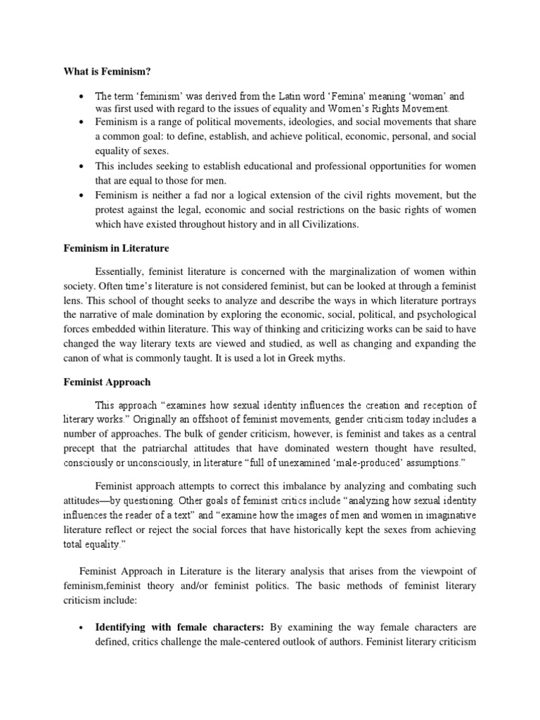 Feminist Approach in Literary Texts | PDF | Feminism | Gender Studies