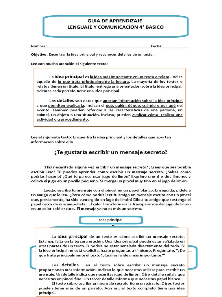 Cómo identificar la idea principal | PDF | Cumpleaños | Información