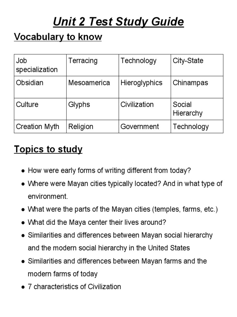 Unit 2 Study Guide | PDF