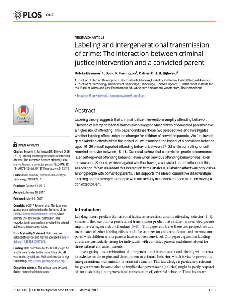 Labeling and Intergenerational Transmission of Crime: The Interaction ...