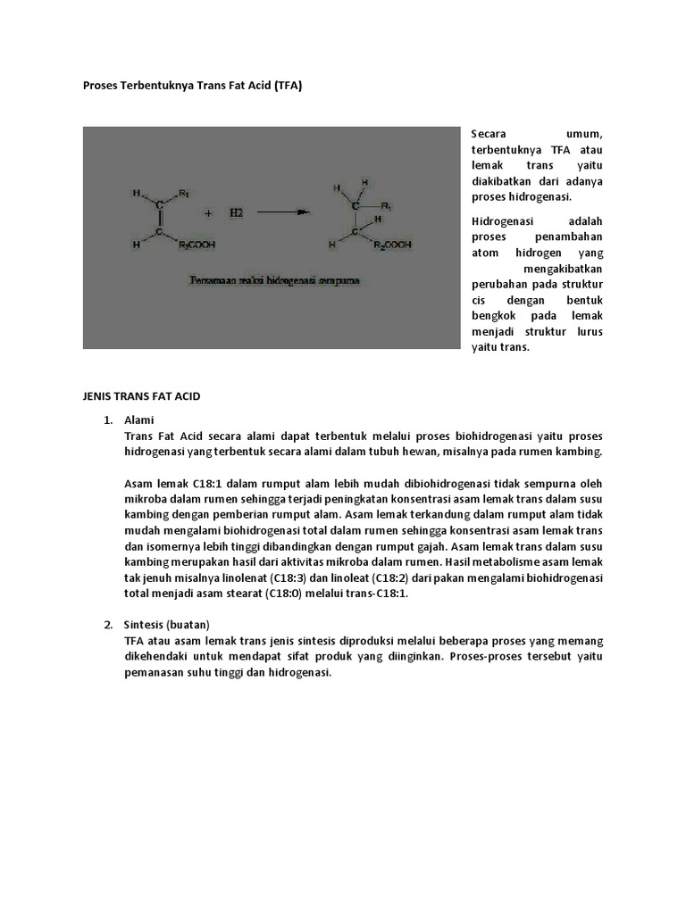 Proses Terbentuknya Lemak Trans | PDF