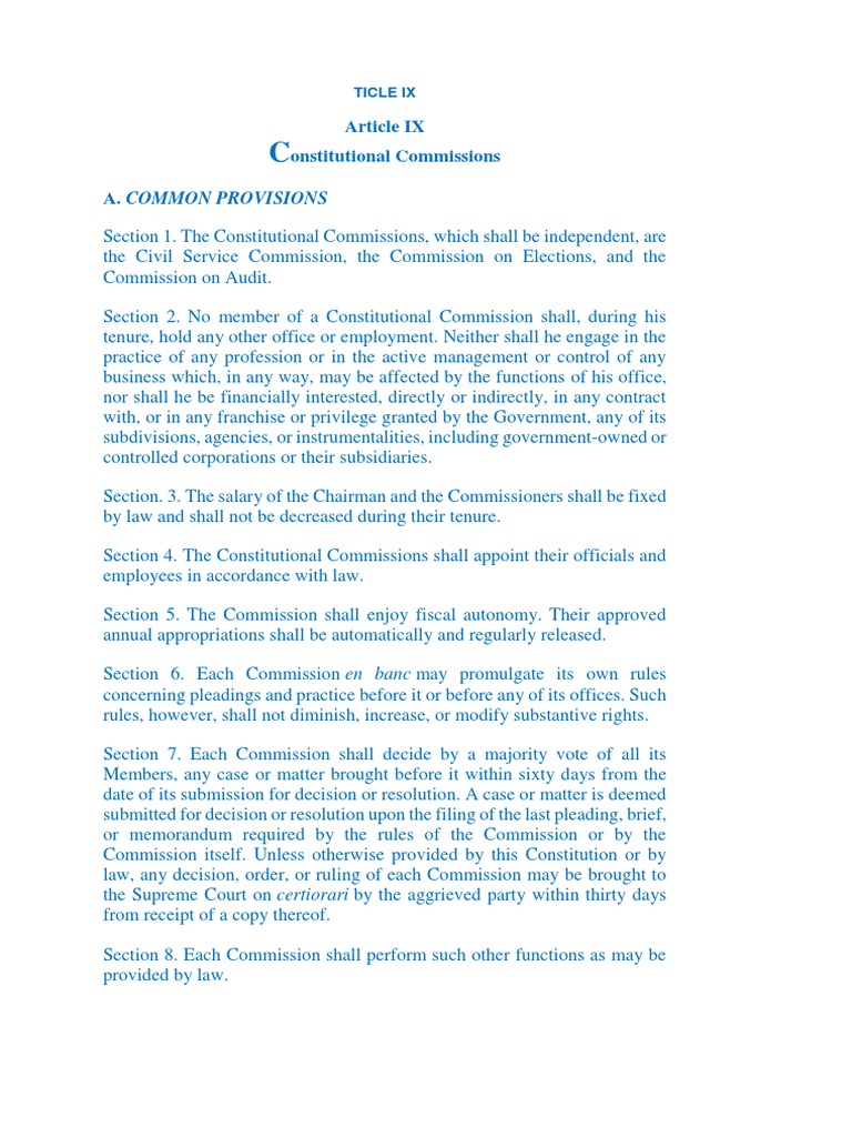 Article IX 1987 Constitution | PDF | Commission On Elections ...