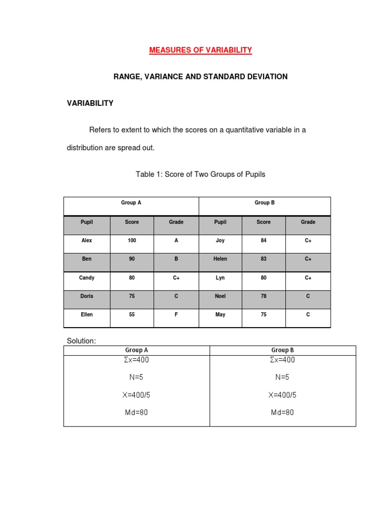 Measures of Variability | PDF | Skewness | Statistics