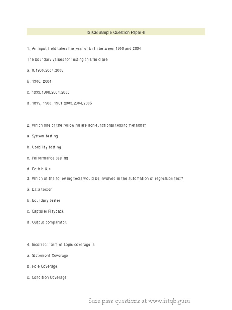 WWW Istqb Guru - ISTQB-Question-Paper18 PDF | PDF | C (Programming ...