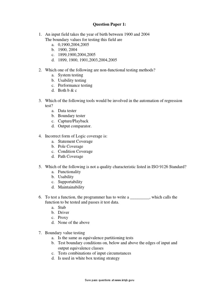 WWW Istqb Guru - ISTQB-Question-Paper20 PDF | PDF | Software Testing ...