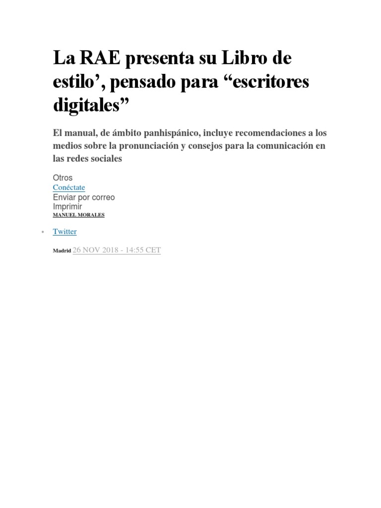 Nuevo Libro de Estilo de la RAE | PDF | Lengua española | Género