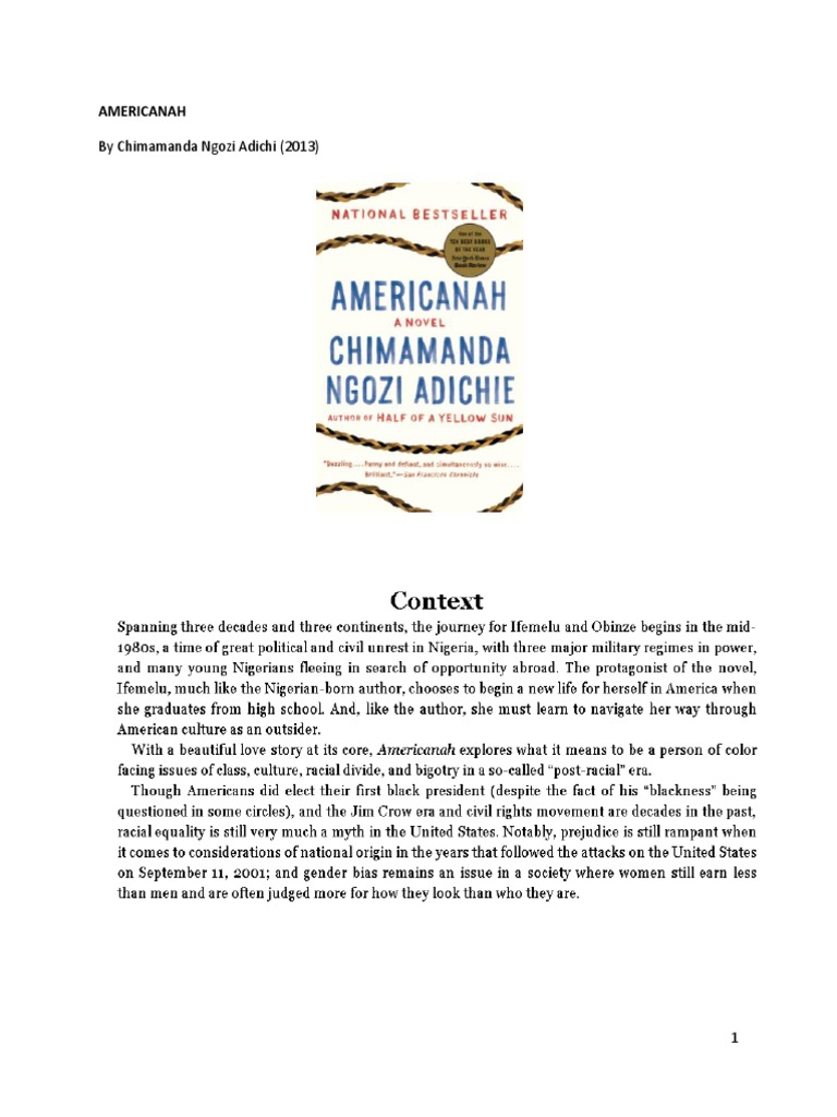By Chimamanda Ngozi Adichi (2013) : Americanah | PDF