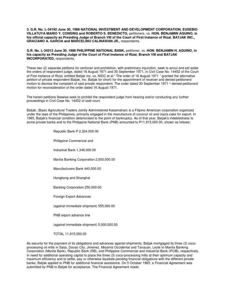 National Investment and Development Corporation, Eusebio Villatuya ...