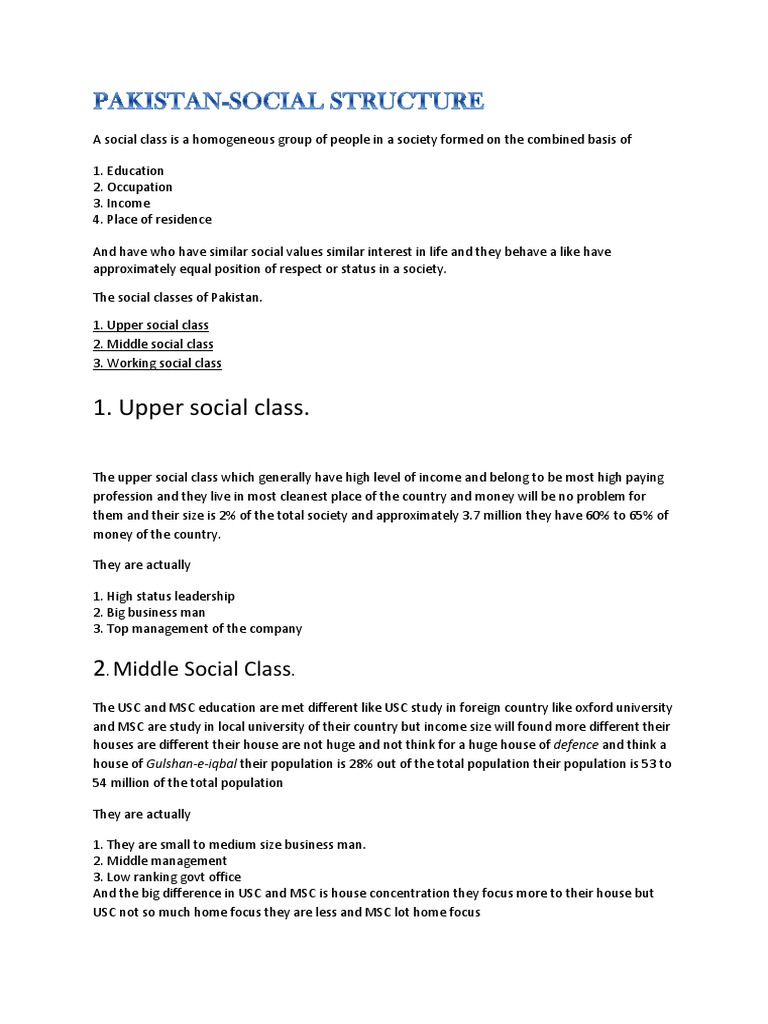 Social Structure of Pakistan | Download Free PDF | Middle Class ...