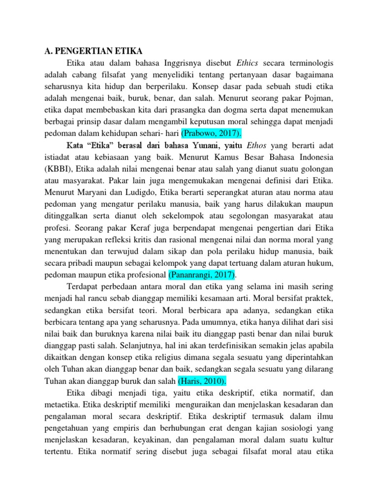 Pengertian dan Jenis-Jenis Etika | PDF