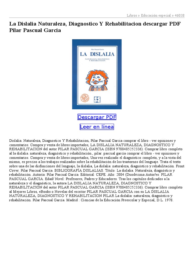 Dislalia: Diagnóstico y Rehabilitación PDF | PDF | Salud y bienestar