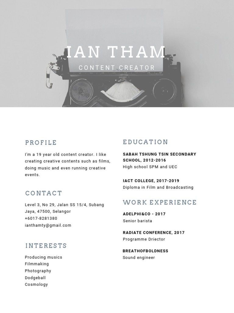 Ian's Resume (CV) | PDF