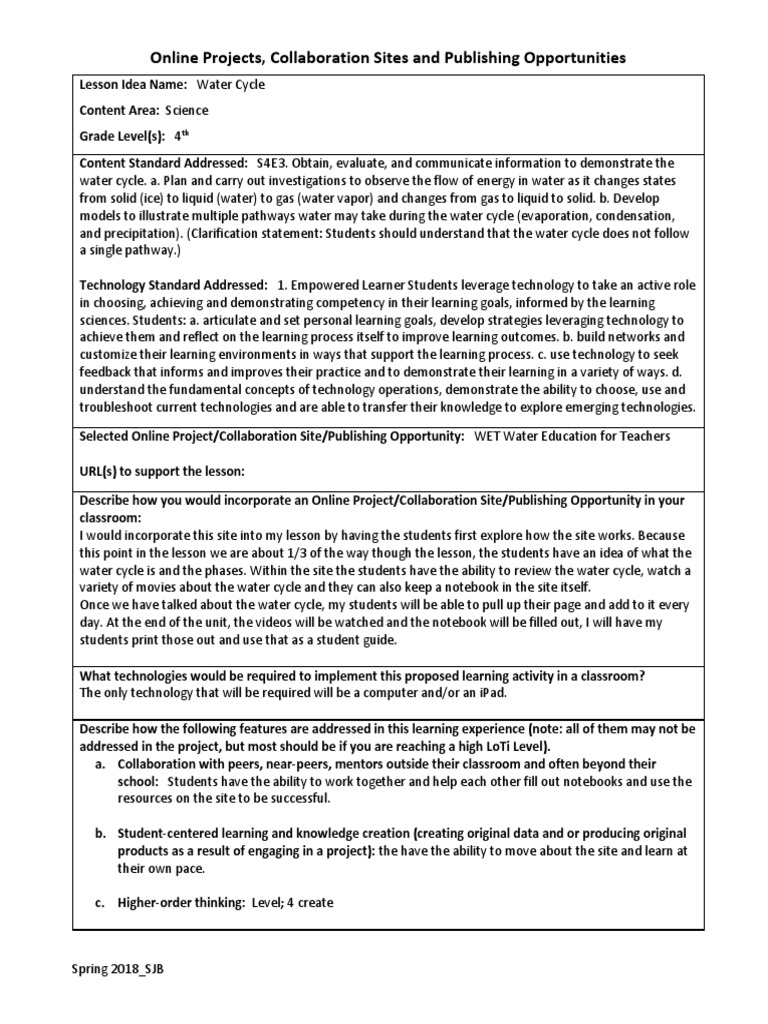 09 Online Learning Project Lesson Idea Template | PDF | Collaboration ...