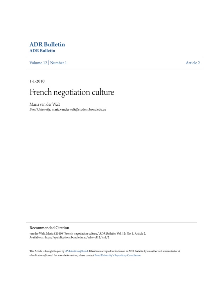 Understanding French Negotiation Style | PDF | Negotiation | Nonverbal ...